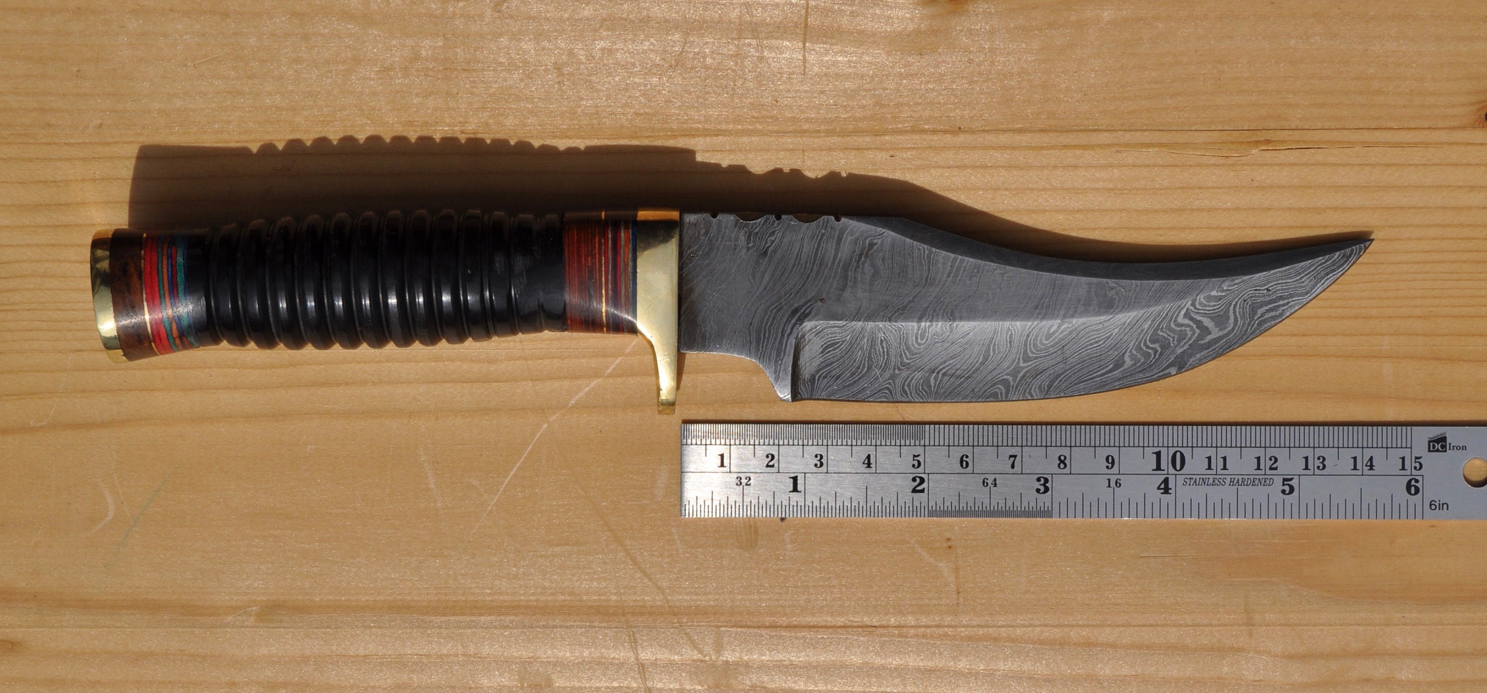 DAMASCUS STEEL 10 Inch Hunting KNIFE With a Machine Turned | Etsy