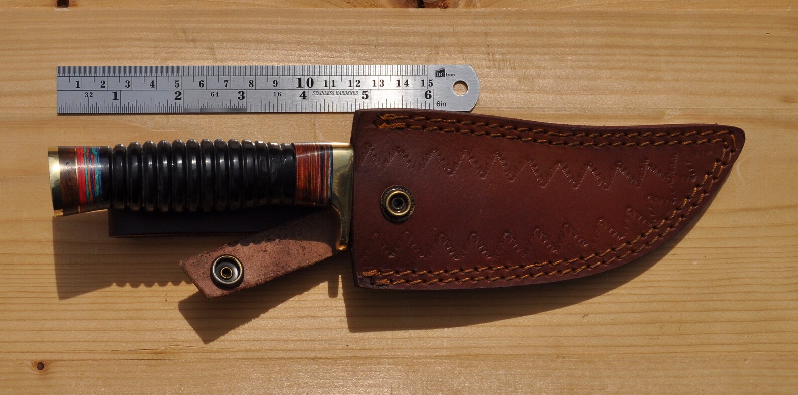 DAMASCUS STEEL 10 Inch Hunting KNIFE With a Machine Turned | Etsy