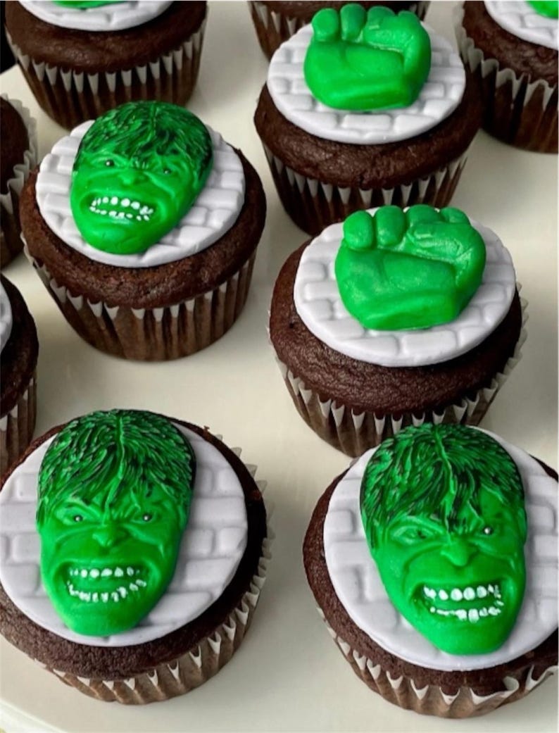 Hulk Cupcake Toppers 12pcs Edible Fondant - Etsy