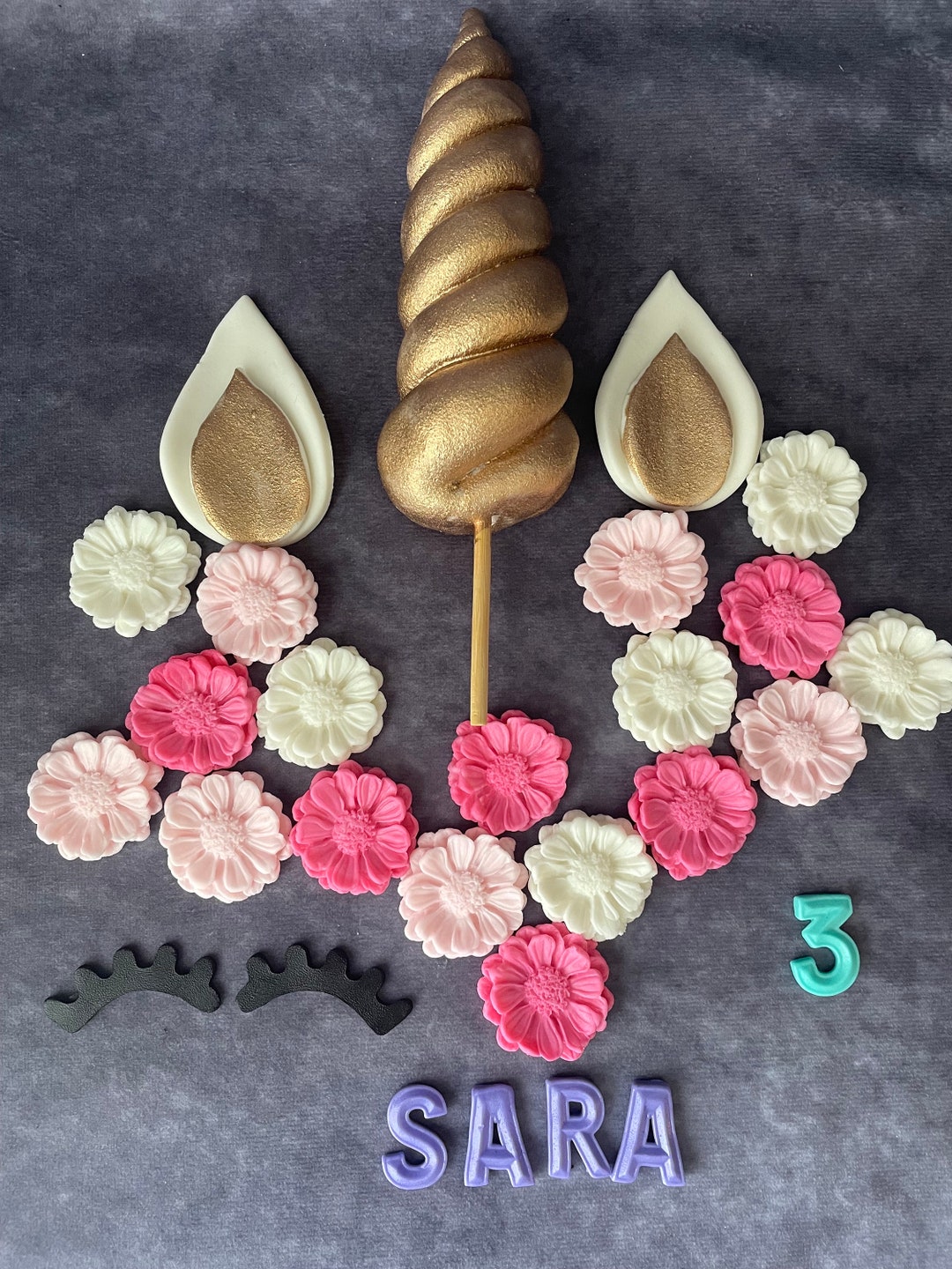 Unicorn Horn Gold, Fondant Cake Topper ,edible Unicorn Set - Etsy