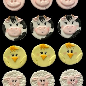 Farm Animals Cupcake Cookie Fondant Edible Topper,cow ,pig,chicken ...