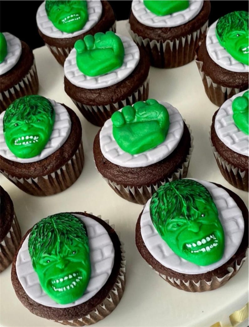 Hulk Cupcake Toppers 12pcs Edible Fondant - Etsy