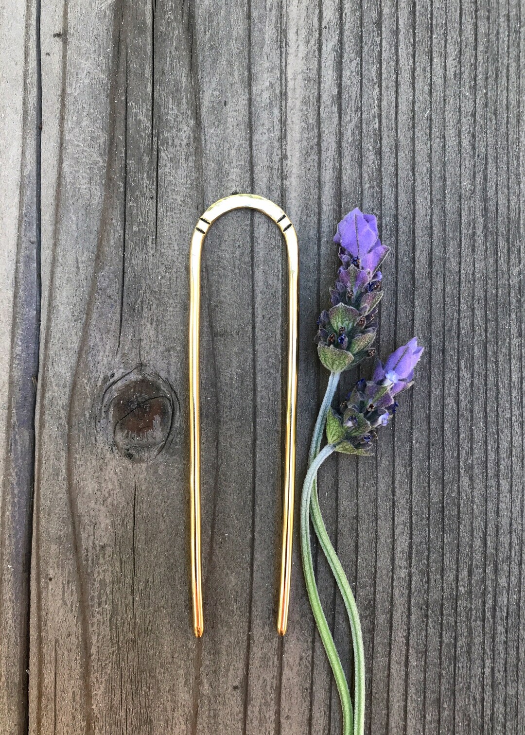 Handmade Brass Hair Pin: 4" Stamped Hair Fork for Buns - Etsy