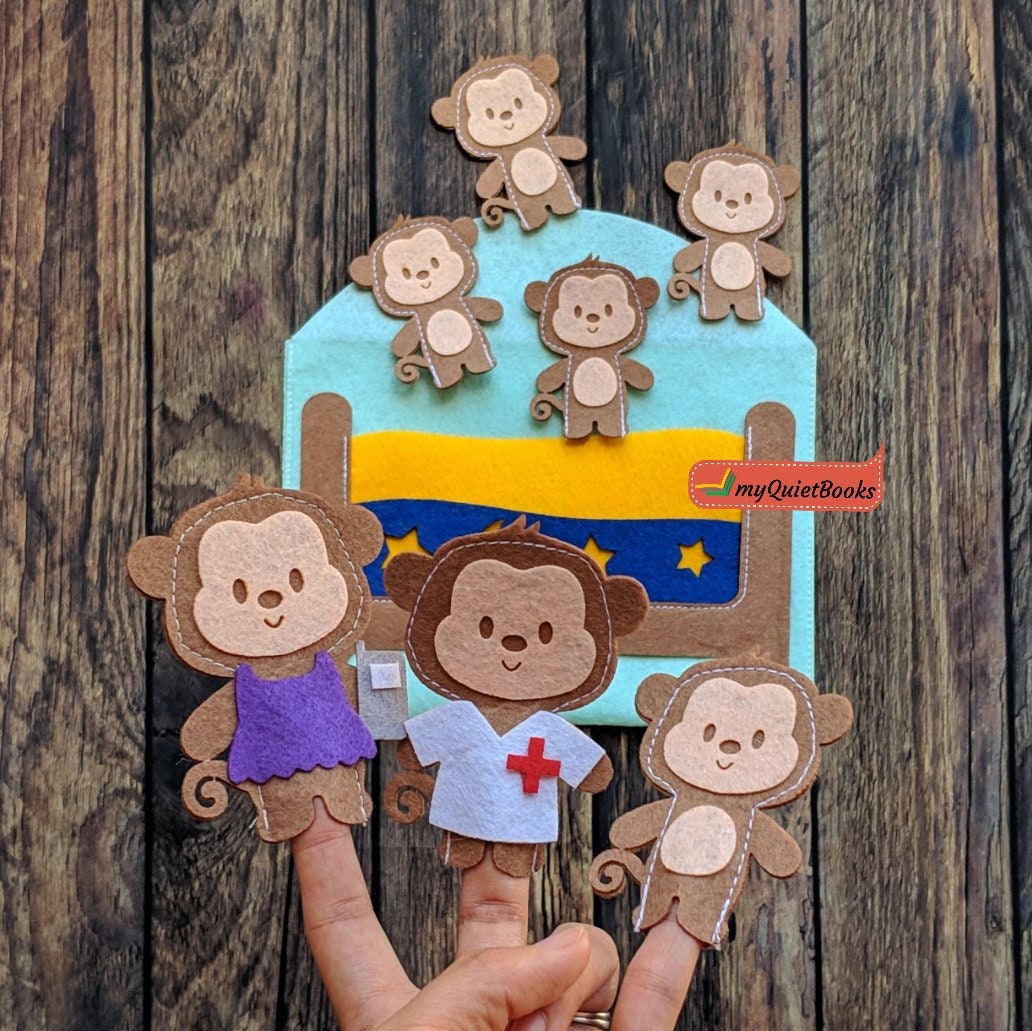 Five Little Monkeys Finger Puppets Educational Felt Finger | Etsy Five Little Monkeys Finger Puppets Educational Felt Finger | Etsy