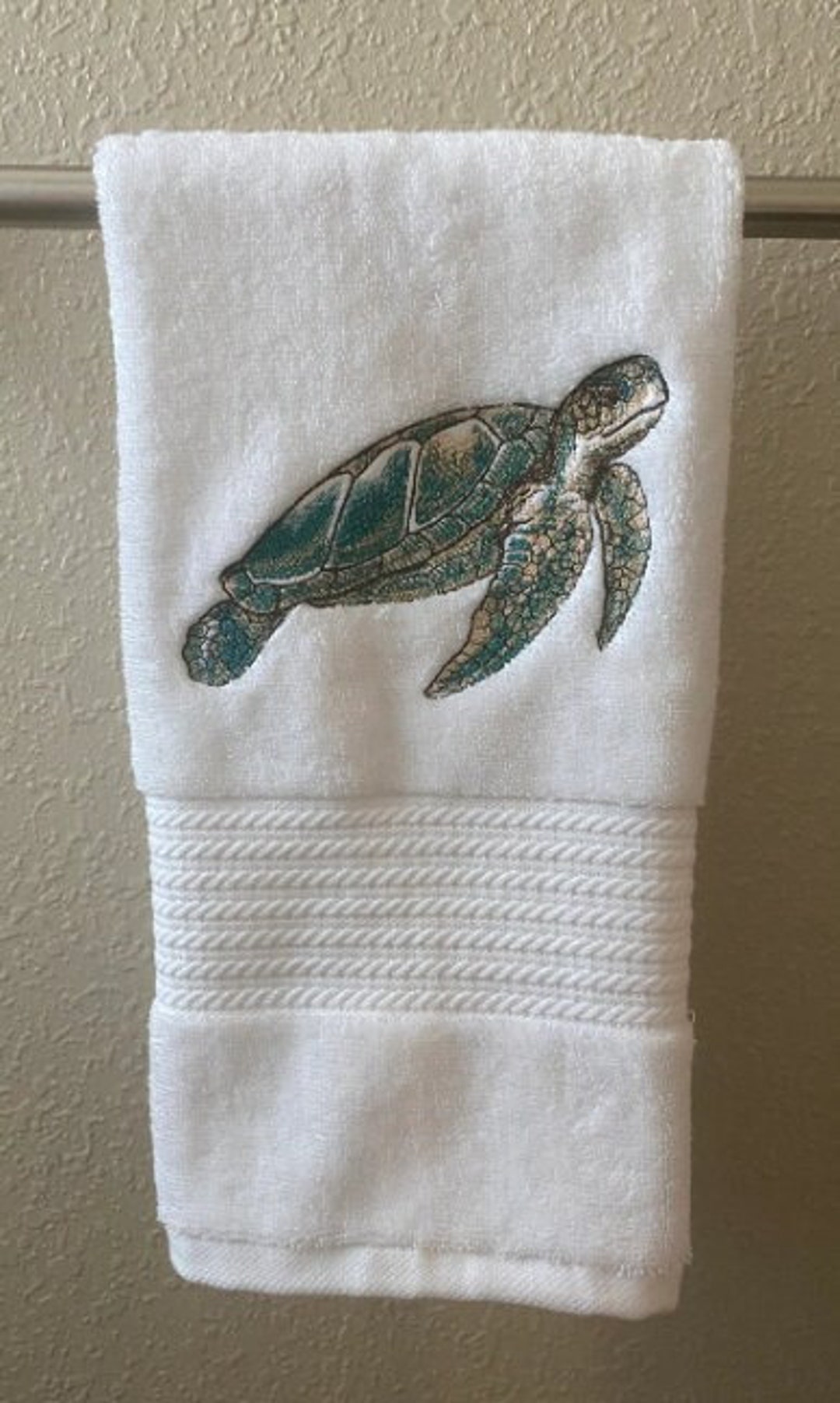 Coastal Turtle Hand Towel - Etsy