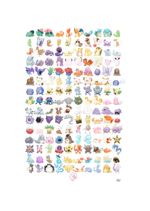 Original 151 Pokemon Poster