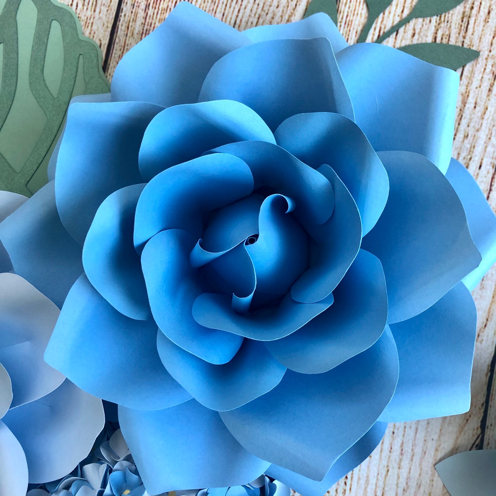 Boho Paper Flowers Blue Tones Wall Decor 6 Piece Set Boho - Etsy