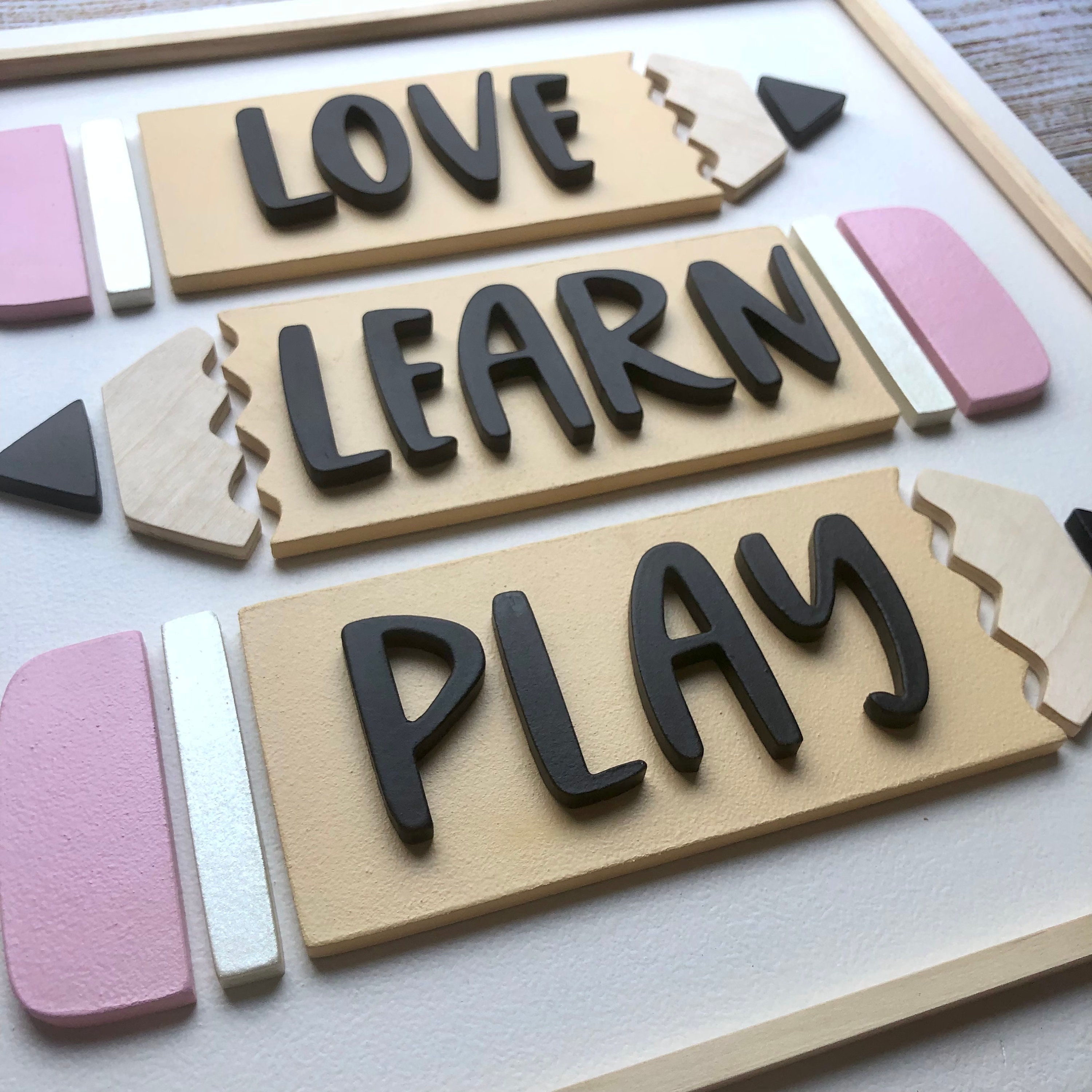 Back to School Play Learn Love Wood Sign Classroom | Etsy