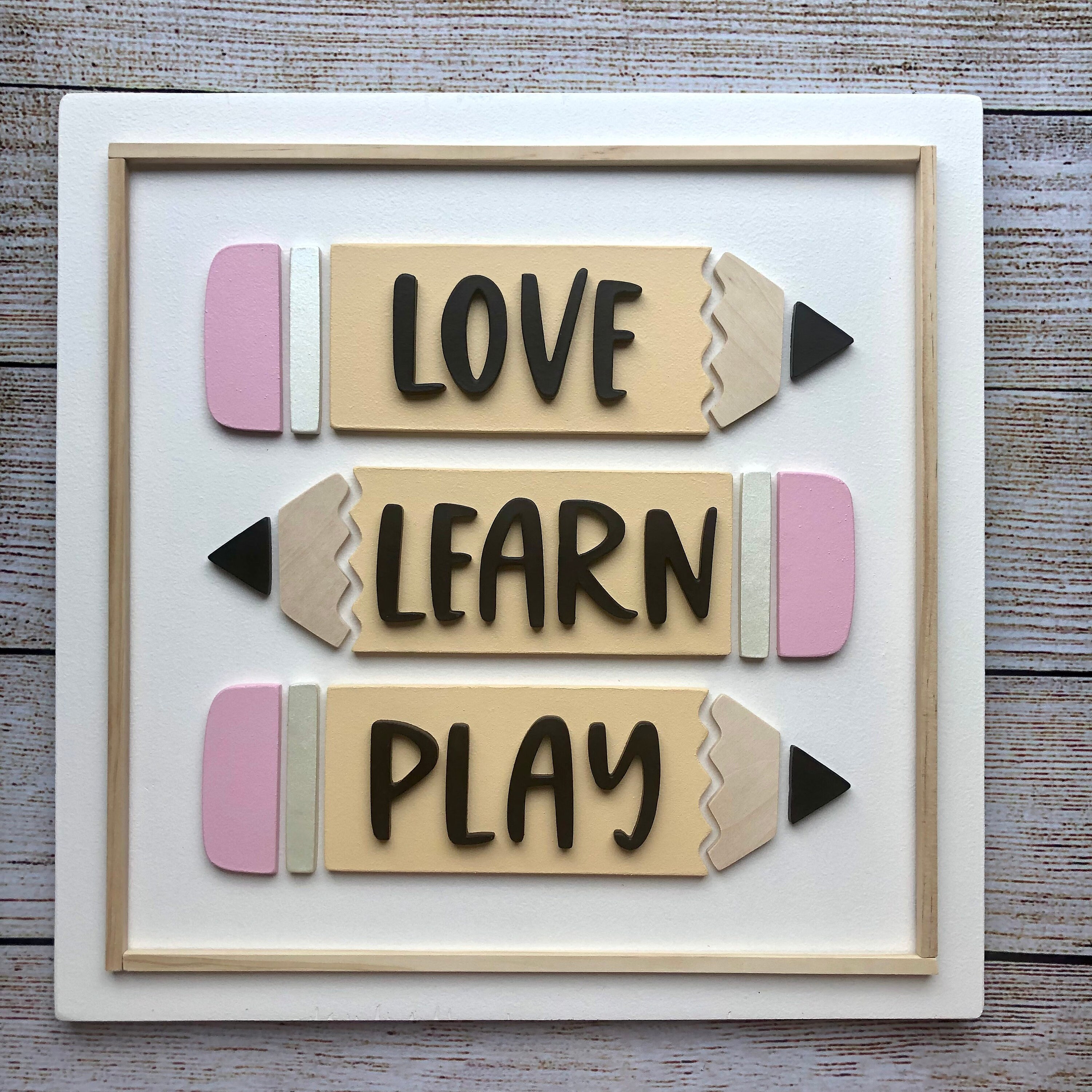 Back to School Play Learn Love Wood Sign Classroom | Etsy