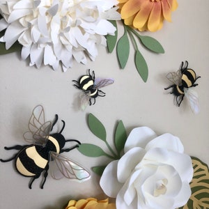 3D Paper Bees Bumblebee Honey Bee - Set of 3 / Gold and Glitter Paper ...