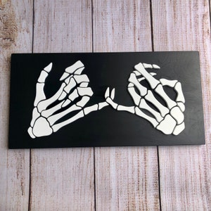 Skeleton Pinky Promise / Pinky Swear Hands Halloween Wood Sign - Spooky ...