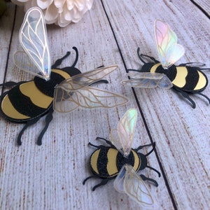3D Paper Bees Bumblebee Honey Bee - Set of 3 / Gold and Glitter Paper ...