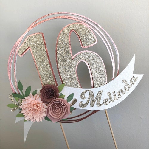 Sweet 16 Cake Topper Rose Gold 16 Personalized 16th - Etsy