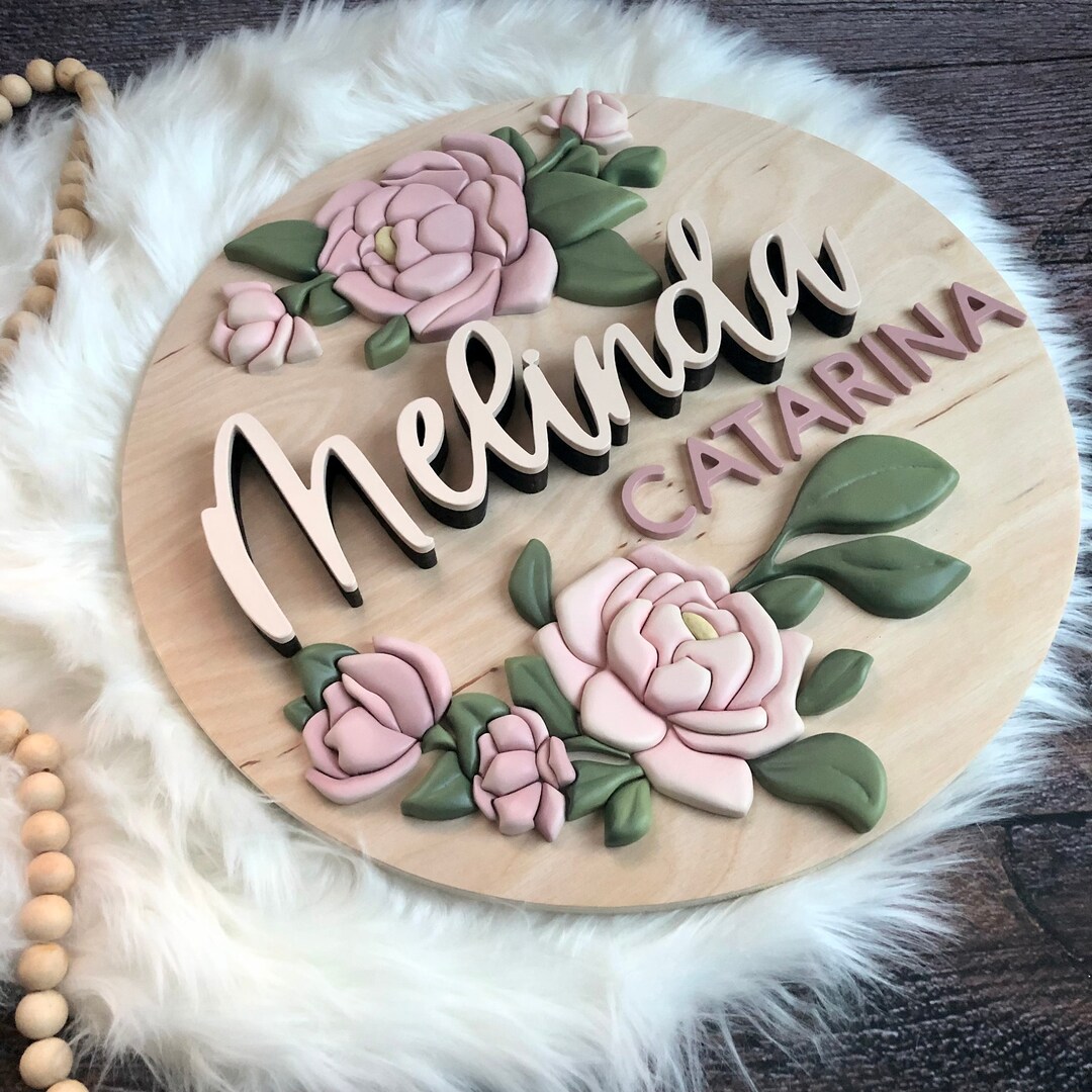 Custom Name Floral Boho Nursery Wood Sign - Floral Theme Boho Nursery ...