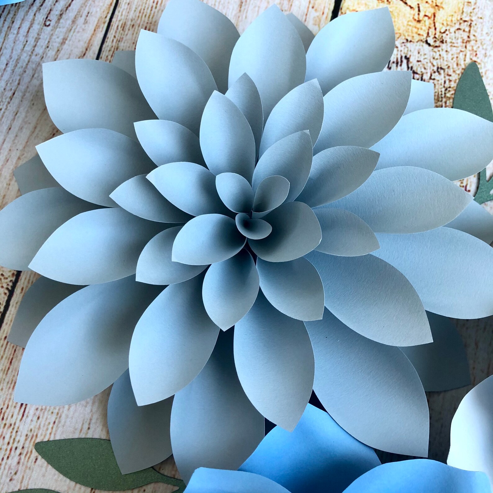 Boho Paper Flowers Blue Tones Wall Decor 6 Piece Set Boho - Etsy