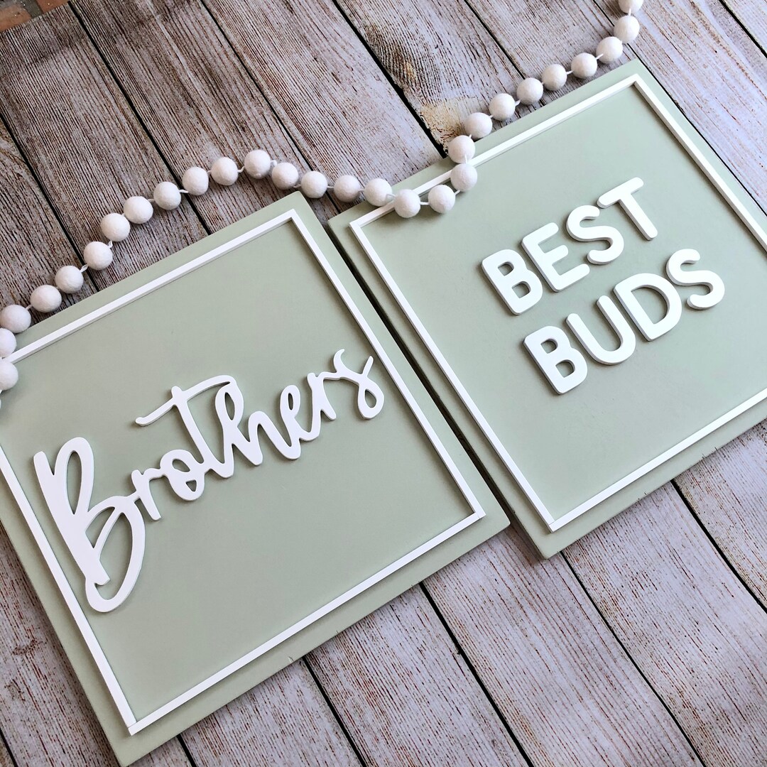 3D Brothers Best Buds Wood Signs Boho Pale Green Room Decor - Etsy