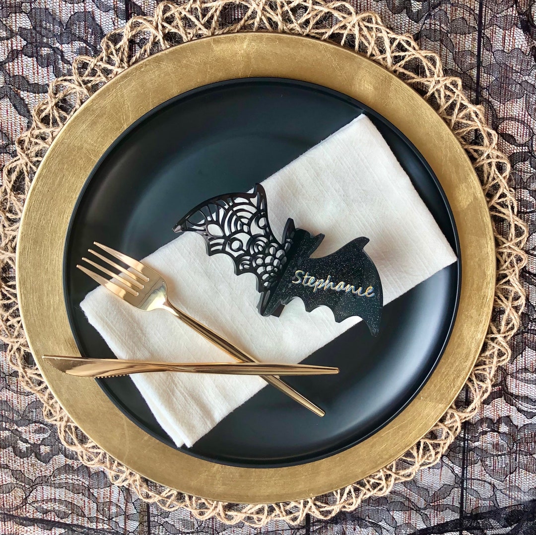 3D Acrylic Bat Place Card Halloween Party Guest Name Cutout Party Place ...