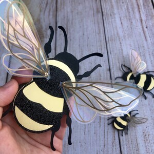 3D Paper Bees Bumblebee Honey Bee - Set of 3 / Gold and Glitter Paper ...