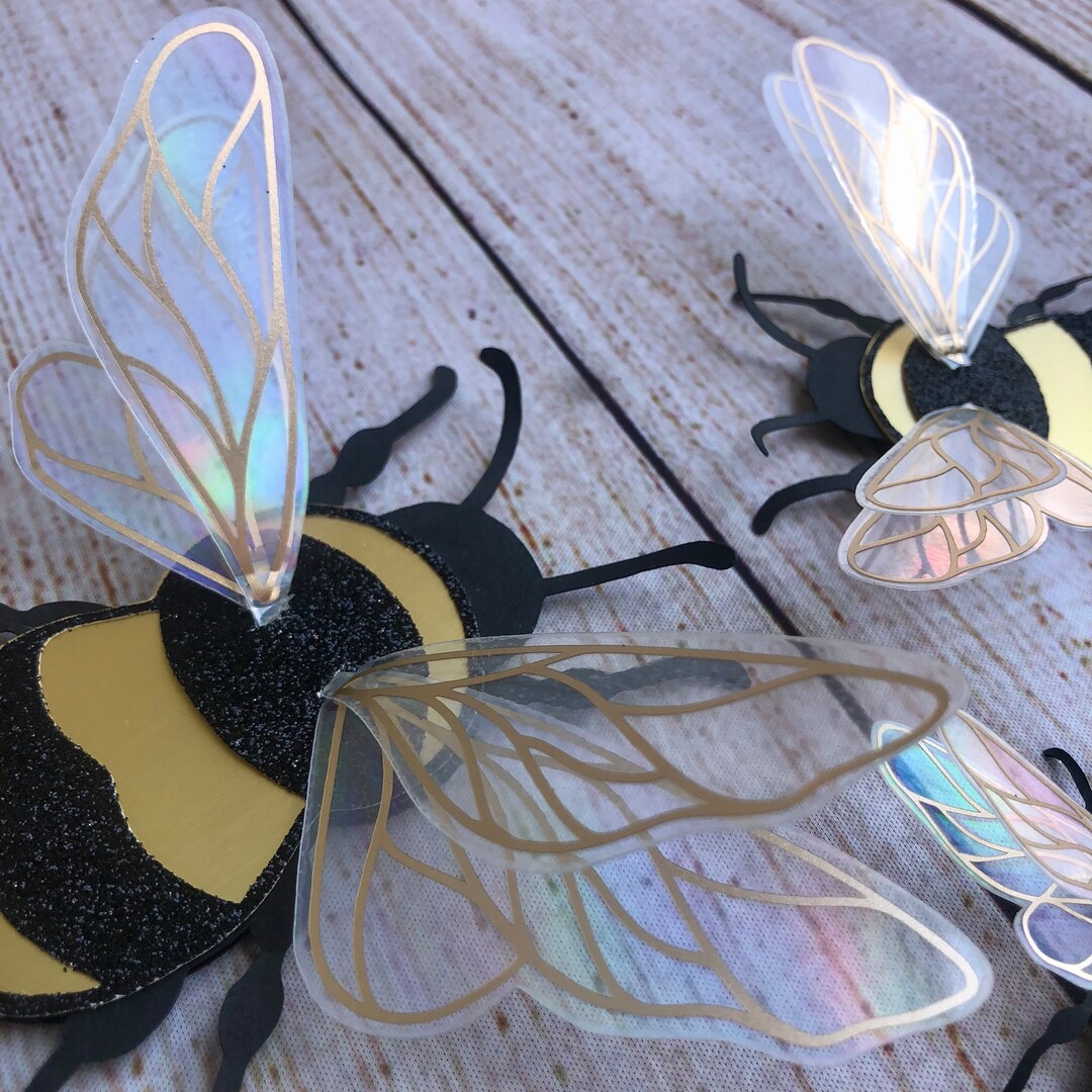 3D Paper Bees Bumblebee Honey Bee - Set of 3 / Gold and Glitter Paper ...