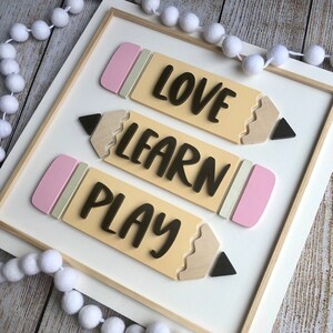 Back to School Play Learn Love Wood Sign Classroom Decorations Office ...