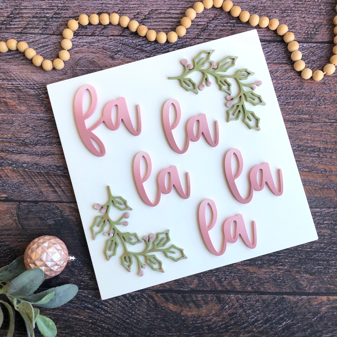Pink Ombre Wood Falala Wood Sign With Mistletoe Christmas Decor ...
