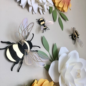 3D Paper Bees Bumblebee Honey Bee - Set of 3 / Gold and Glitter Paper ...
