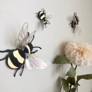 3D Paper Bees Bumblebee Honey Bee - Set of 3 / Gold and Glitter Paper ...