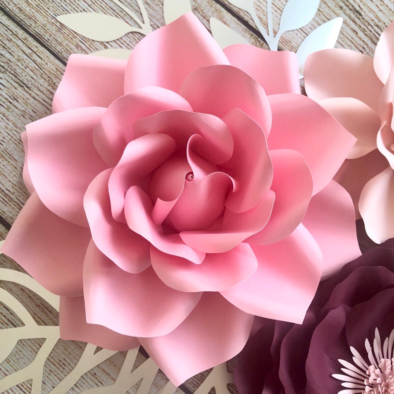 Pink and Burgundy Paper Flowers Backdrop 6 Piece Set Pink - Etsy