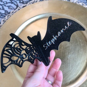 3D Acrylic Bat Place Card Halloween Party Guest Name Cutout Party Place ...