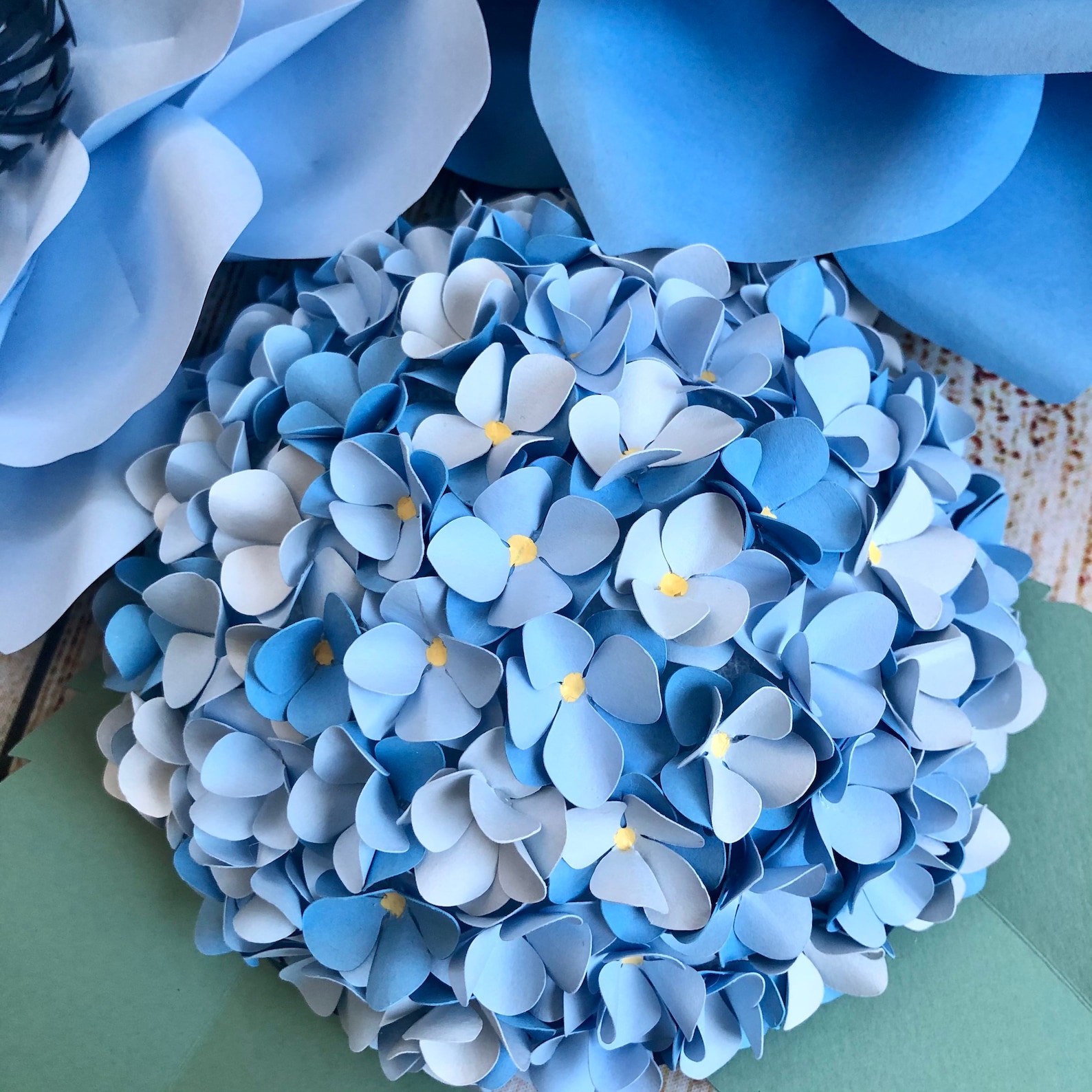 Boho Paper Flowers Blue Tones Wall Decor 6 Piece Set Boho - Etsy