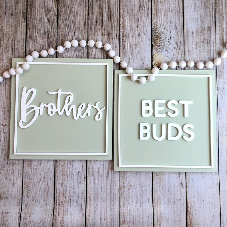 3D Brothers Best Buds Wood Signs Boho Pale Green Room Decor - Etsy
