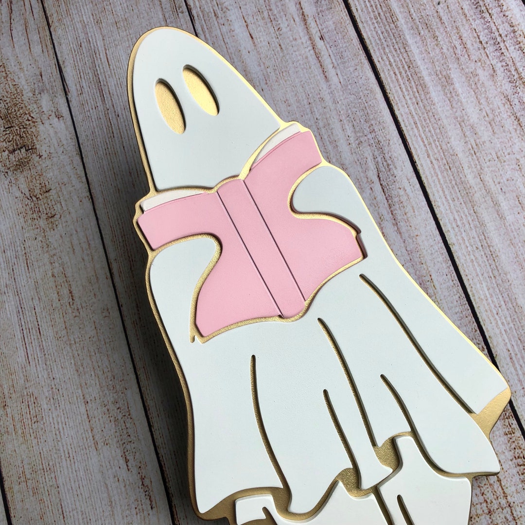 Ghost Story Book Halloween Decor Wood Sign Gold Ghost Decoration Cute ...
