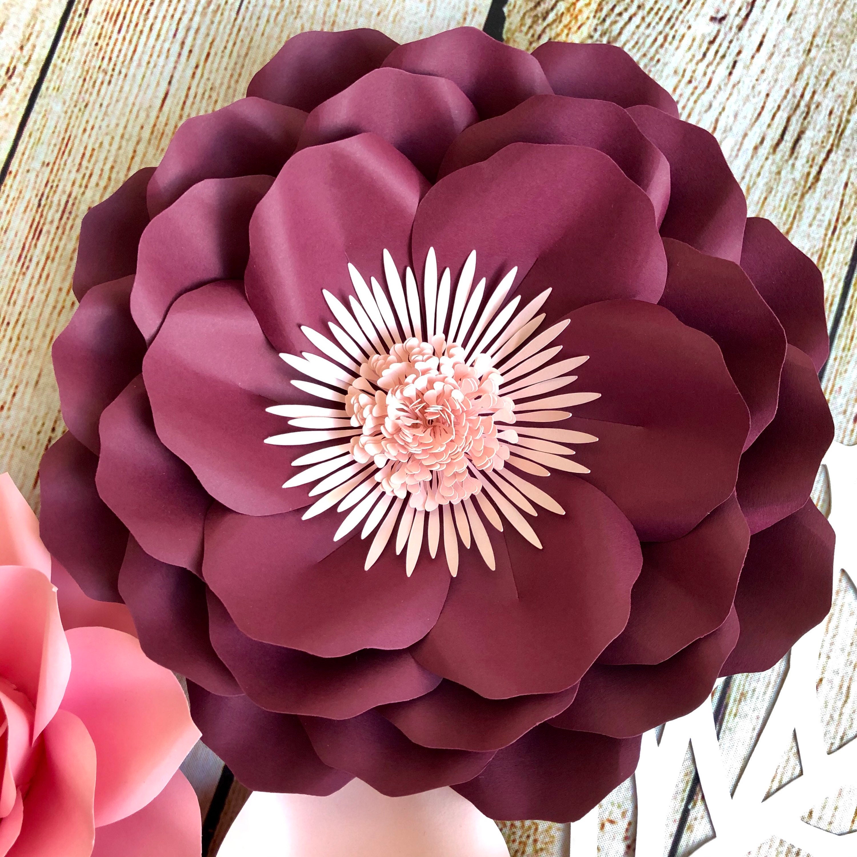 Pink and Burgundy Paper Flowers Backdrop 6 piece set Pink | Etsy