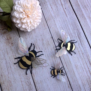 3D Paper Bees Bumblebee Honey Bee - Set of 3 / Gold and Glitter Paper ...