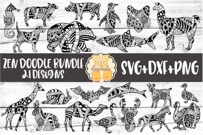 Animal Zen Doodle Art Bundle 21 diseños Zen Doodle Art - Etsy España