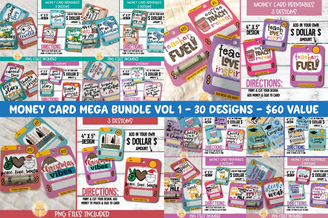 Money Card Mega Bundle Vol 1, Printable Money Holder Card, Teacher ...