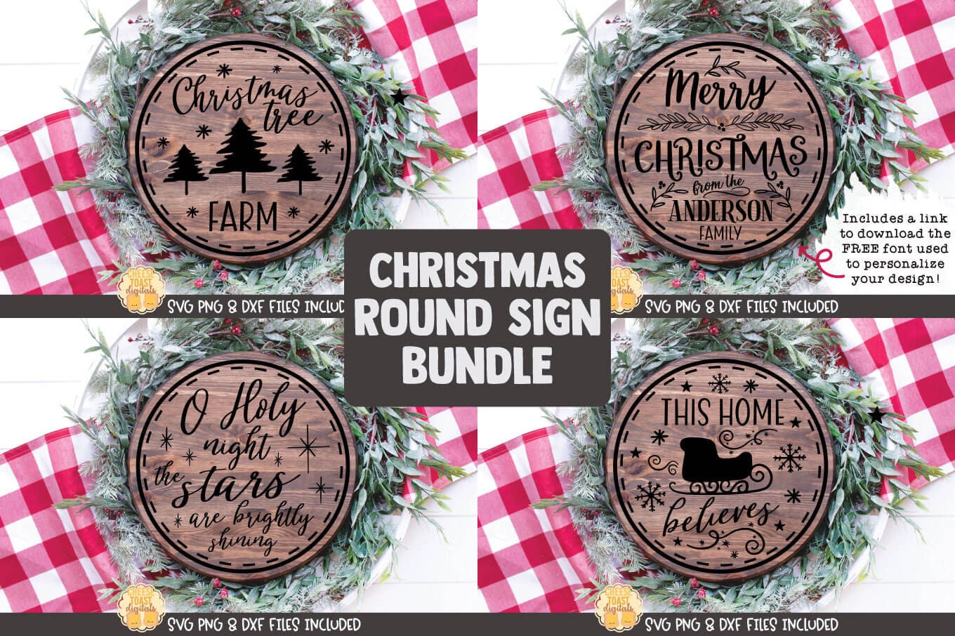 Christmas Rounds Sign Svg Bundle Wood Rounds Christmas Tree Etsy