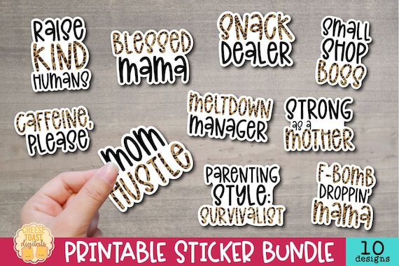 Funny Mom Stickers Vol 2 10 Leopard Print Printable PNG - Etsy
