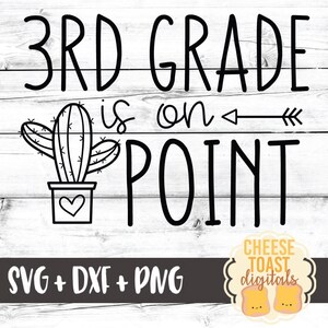 3rd Grade is on Point SVG PNG DXF Cut Files, Cactus, Back to School ...