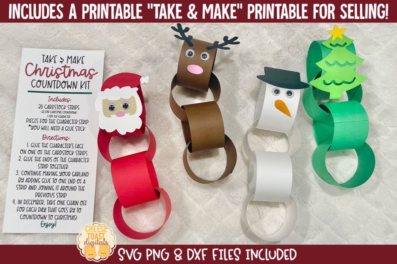 Christmas Countdown Advent Calendar SVG Paper Chain Garland - Etsy