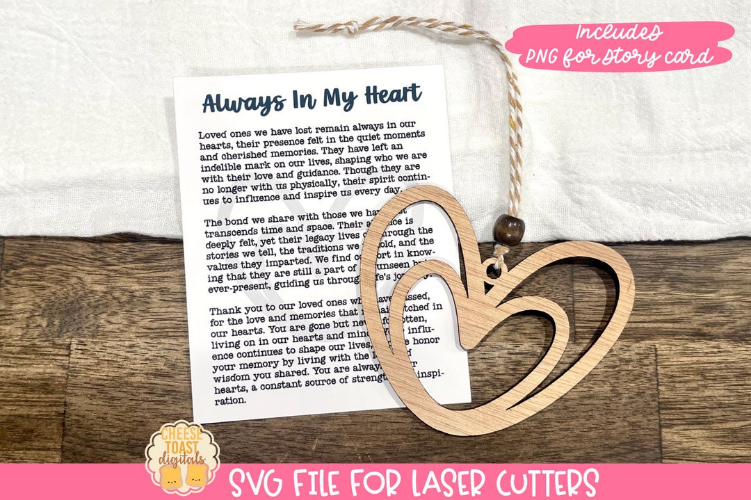 Always in My Heart - Story Card Ornament SVG, Gift for Loss of Loved ...