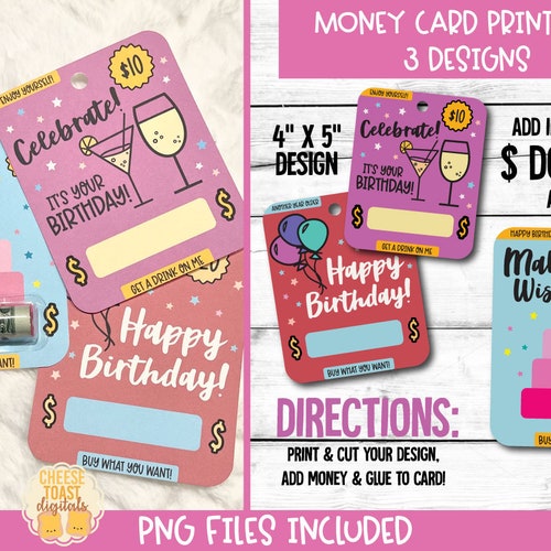Printable Birthday Card Money Card Happy Birthday Design - Etsy
