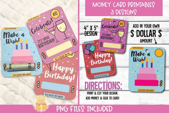 Printable Birthday Card Money Card Happy Birthday Design - Etsy