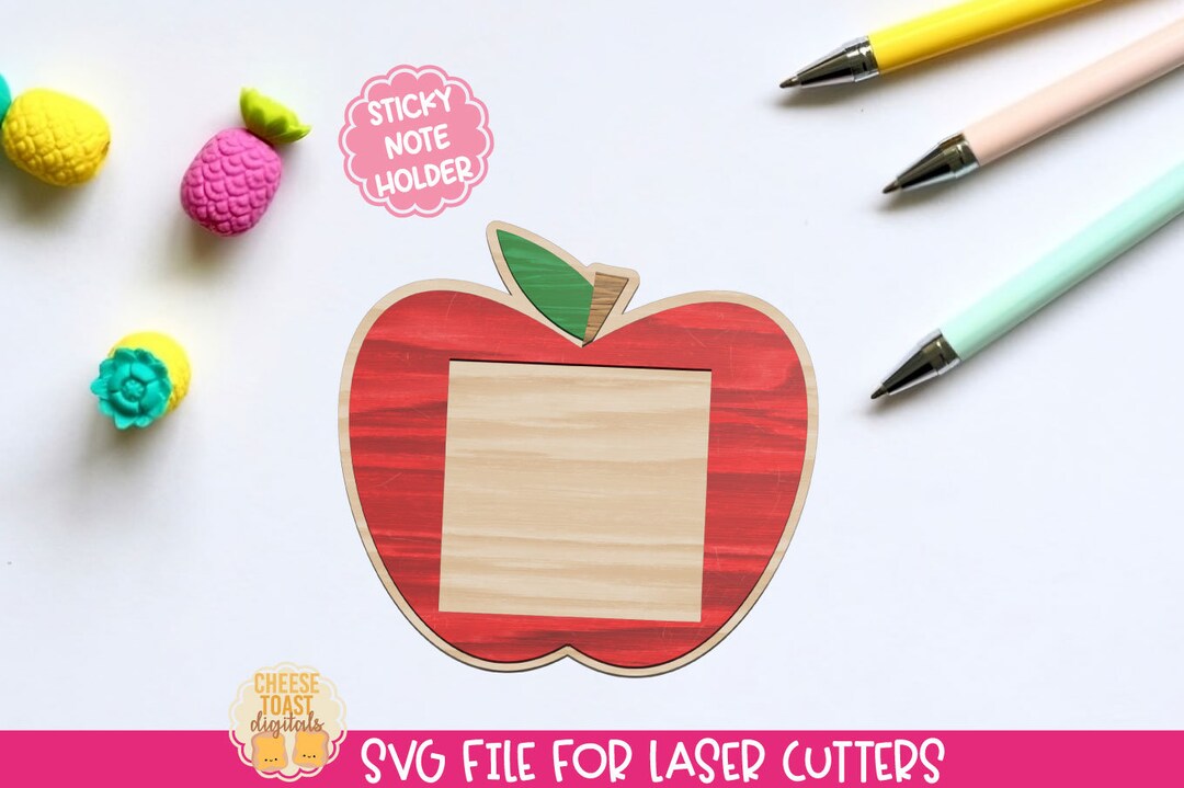 Sticky Note Holder SVG - Teacher Laser SVG, Teacher Appreciation Apple ...