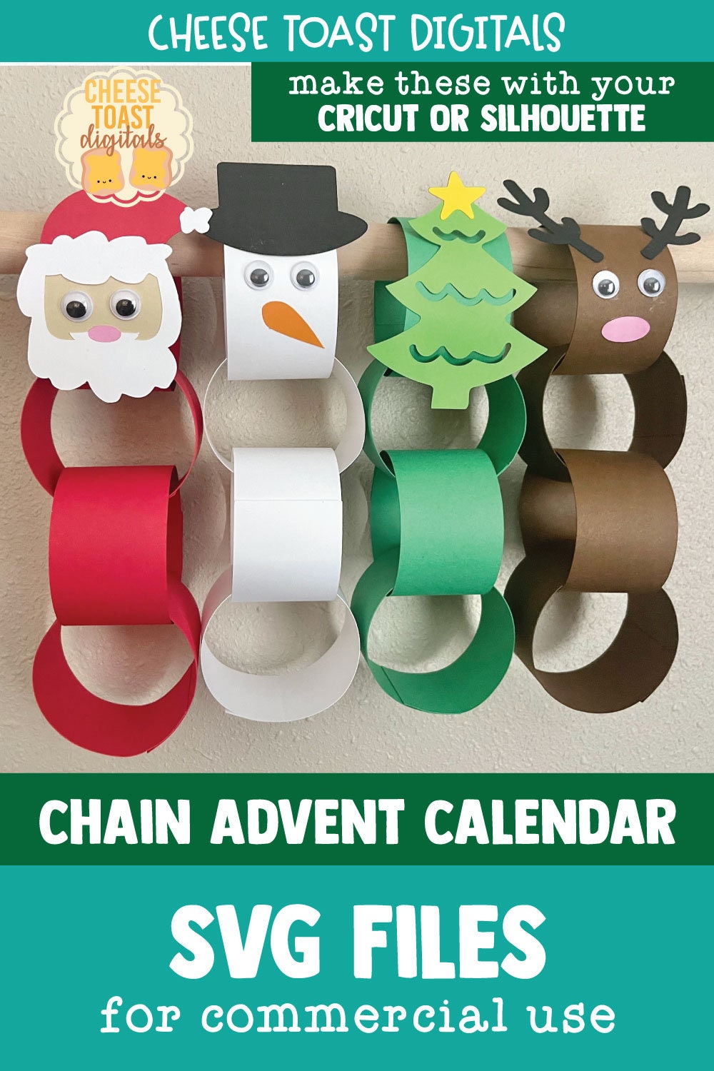 Christmas Countdown Advent Calendar SVG, Paper Chain Garland Craft Kit ...