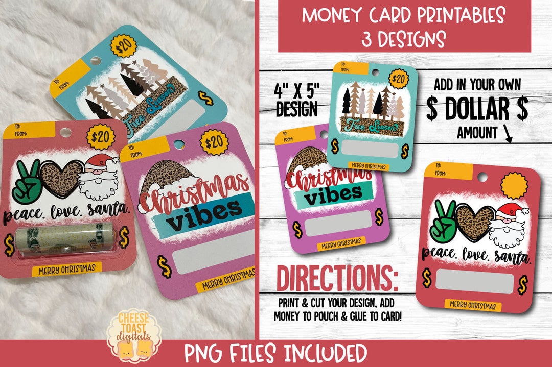 Printable Christmas Card, Money Card, Merry Christmas Design, Gift Card ...
