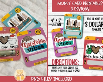 Printable Christmas Card, Money Card, Merry Christmas Design, Gift Card ...