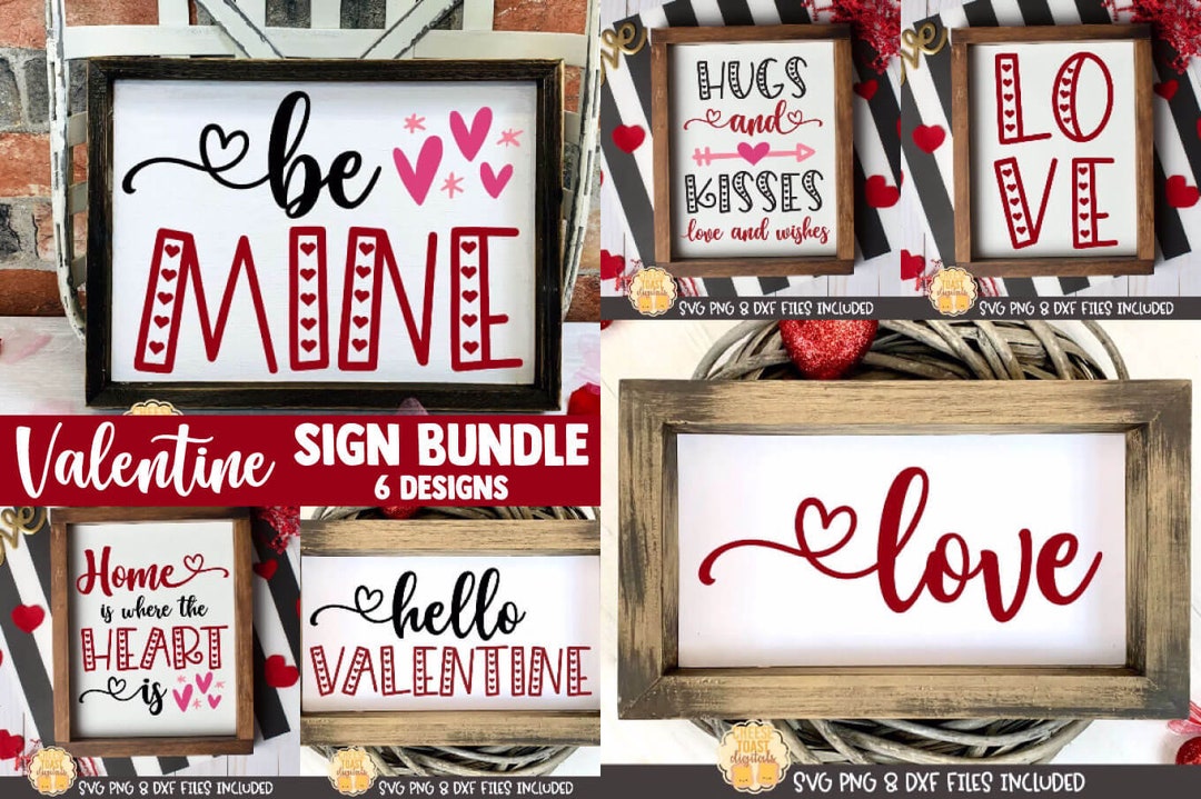 Valentine's Day Sign SVG Bundle, Valentine Svg, Valentine's Day Svg ...