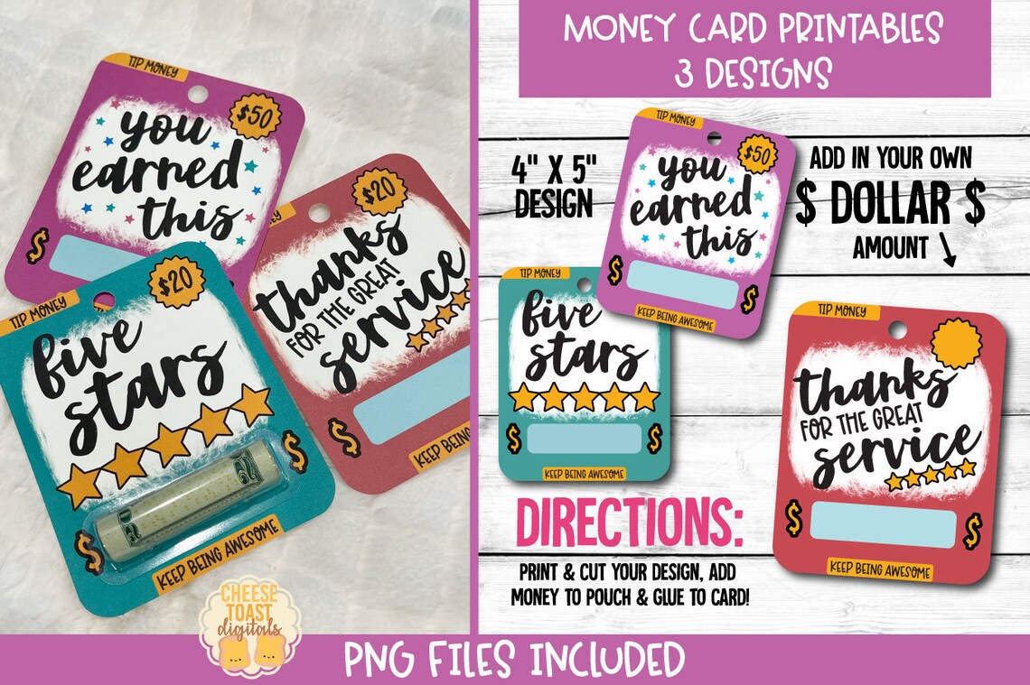 Printable Tipping Money Card Thank You Card Money Holder - Etsy