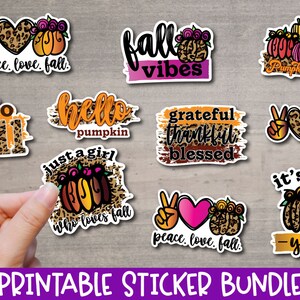 Fall Printable Stickers, 10 Leopard Print Sticker PNG Files, Autumn ...